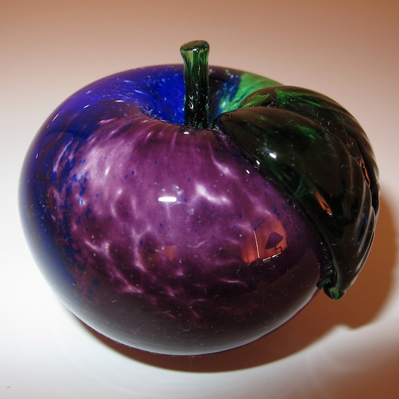 Home & Living Paperweights Office Purple Iridized Apple Paperweight ...