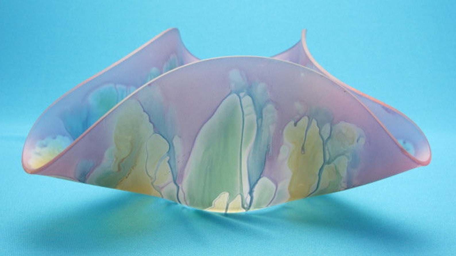 Hand-painted Rueven Glass Pinched Bowl by Nouveau Art Glass Co., Inc ...