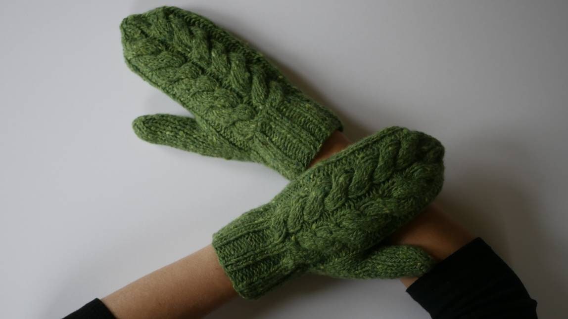 Knit Mittens Winter Mittens Green Mittens Merino Mittens | Etsy