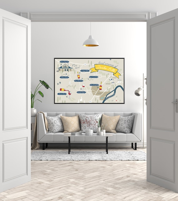 Custom Illustrated Map Any Location Art Illustration | Etsy