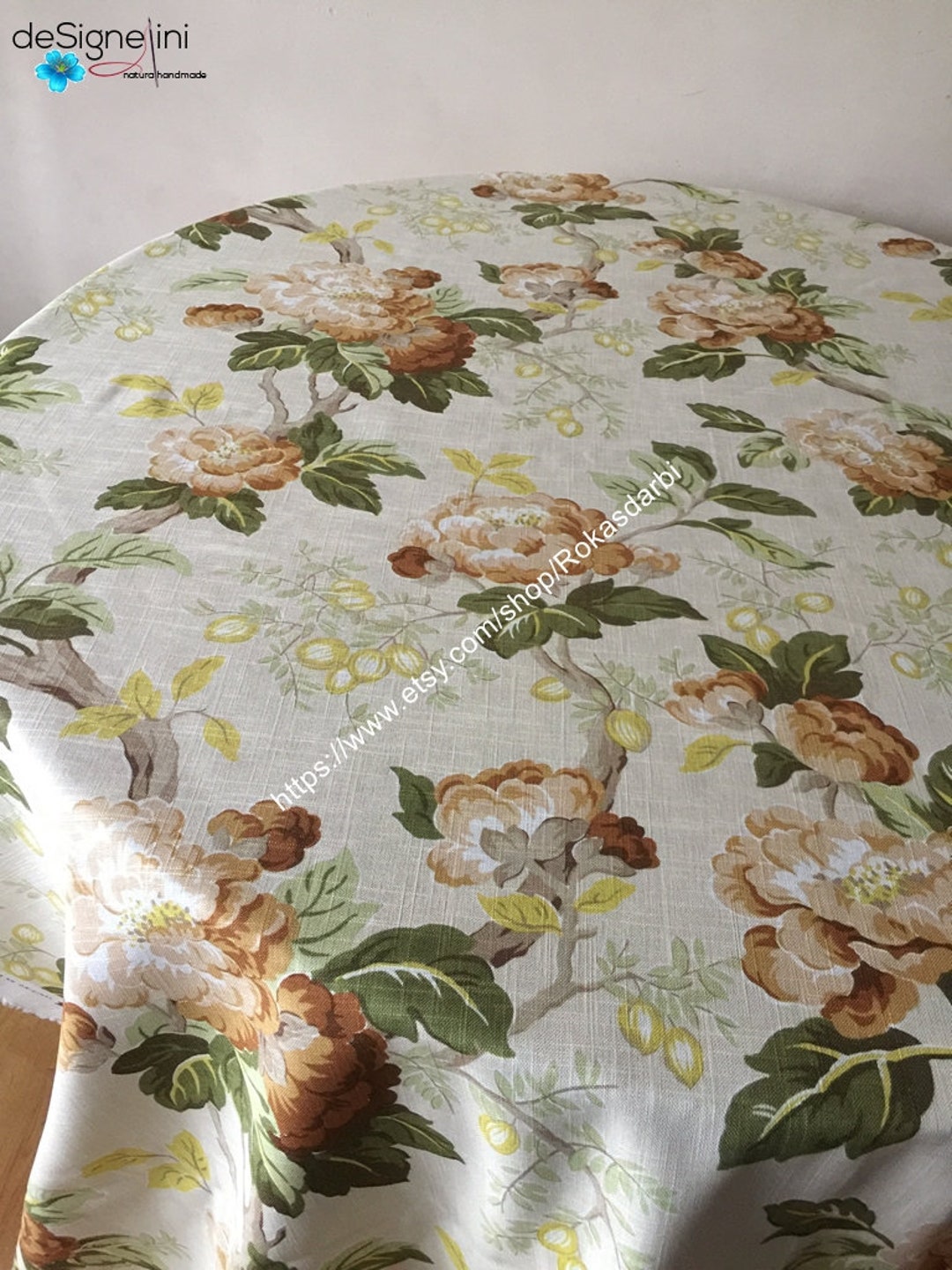 Round Tablecloth Square Rectangle Oval Tablecloth Cotton Fabric Floral ...