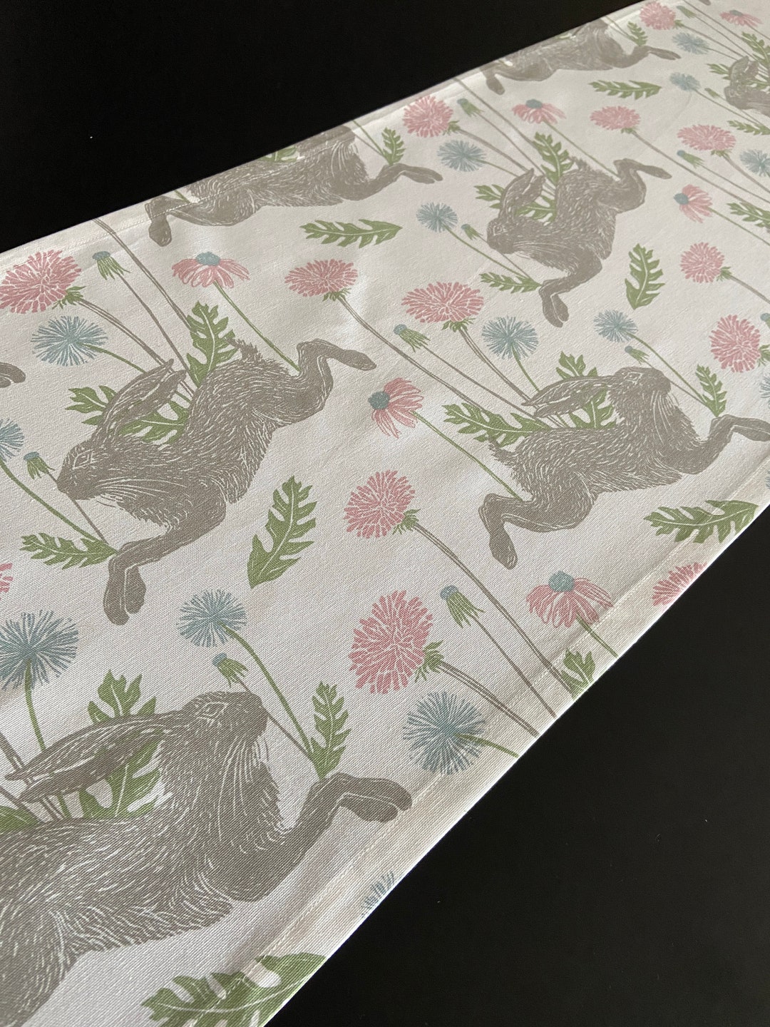 Cotton Table Runner Easter Table Linen Rabbit Dandelions - Etsy