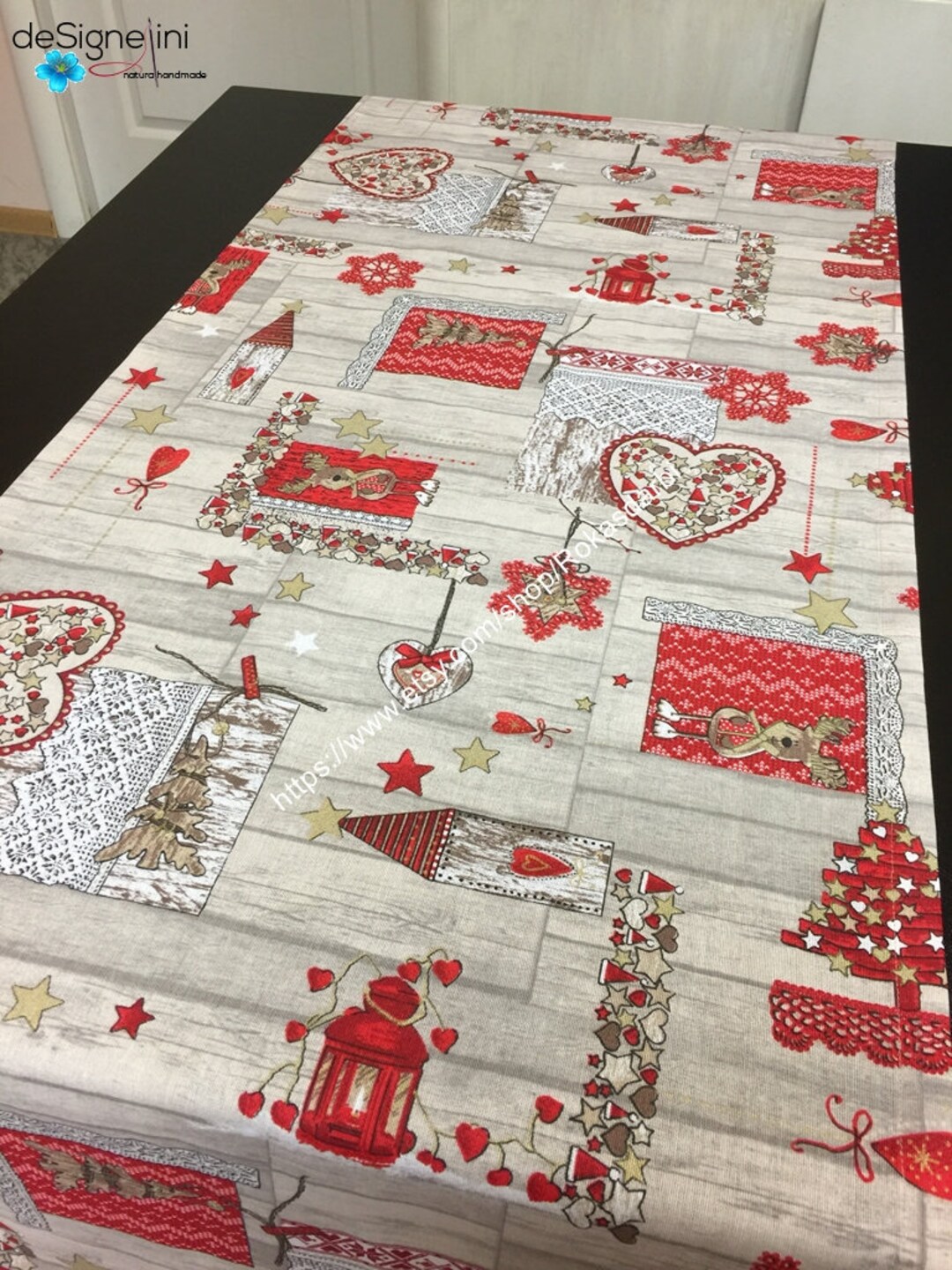 Cotton Table Runner Extra Long Modern Floral Table Linen Tabletop 78 ...