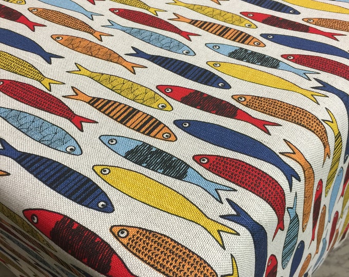 Fish Fabric / Colorful Linen Fabric / Fish Pattern Fabric / - Etsy