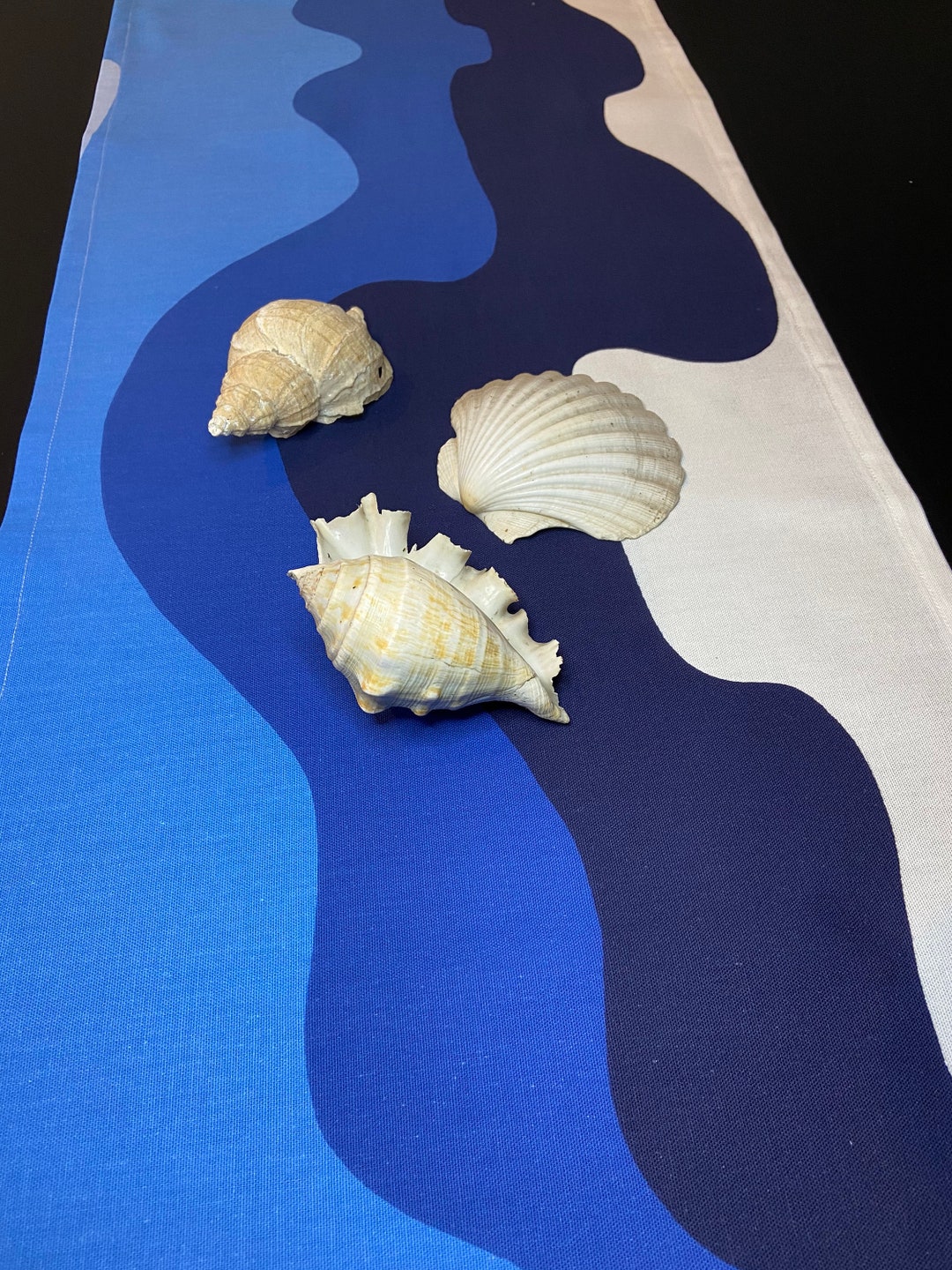 Cotton Table Runner Blue Waves Table Linen 57 Inches - Etsy