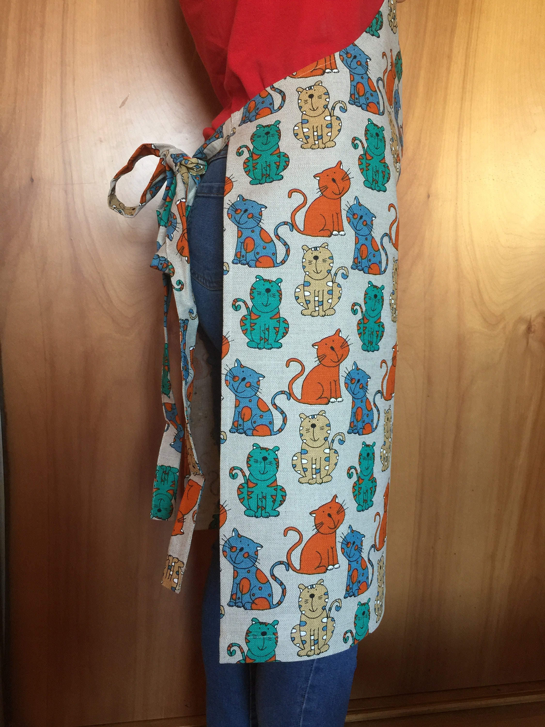 Linen Full Apron Colorful Cats Women Apron Kitchen Apron Chef - Etsy
