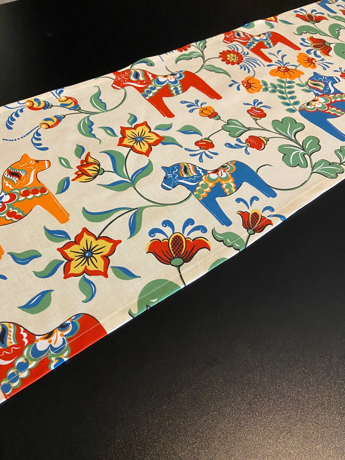 Cotton Swedish Horse Table Runner Scandinavian Design Table - Etsy