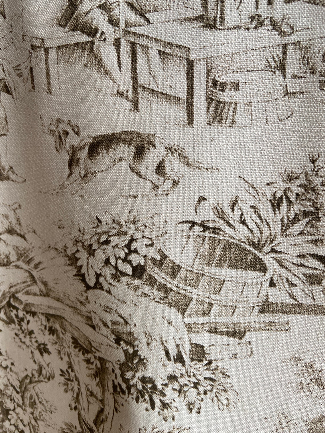 Round Tablecloth Toile De Jouy on Beige Table Linen Rectangle - Etsy