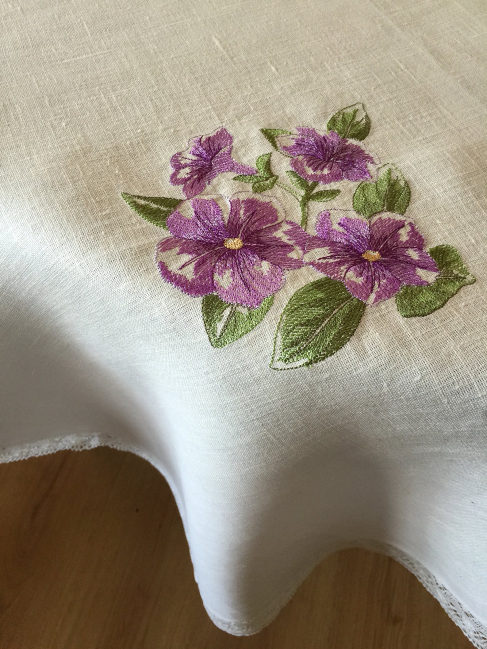 Tablecloth Linen Tablecloth Embroidery Lace - Etsy