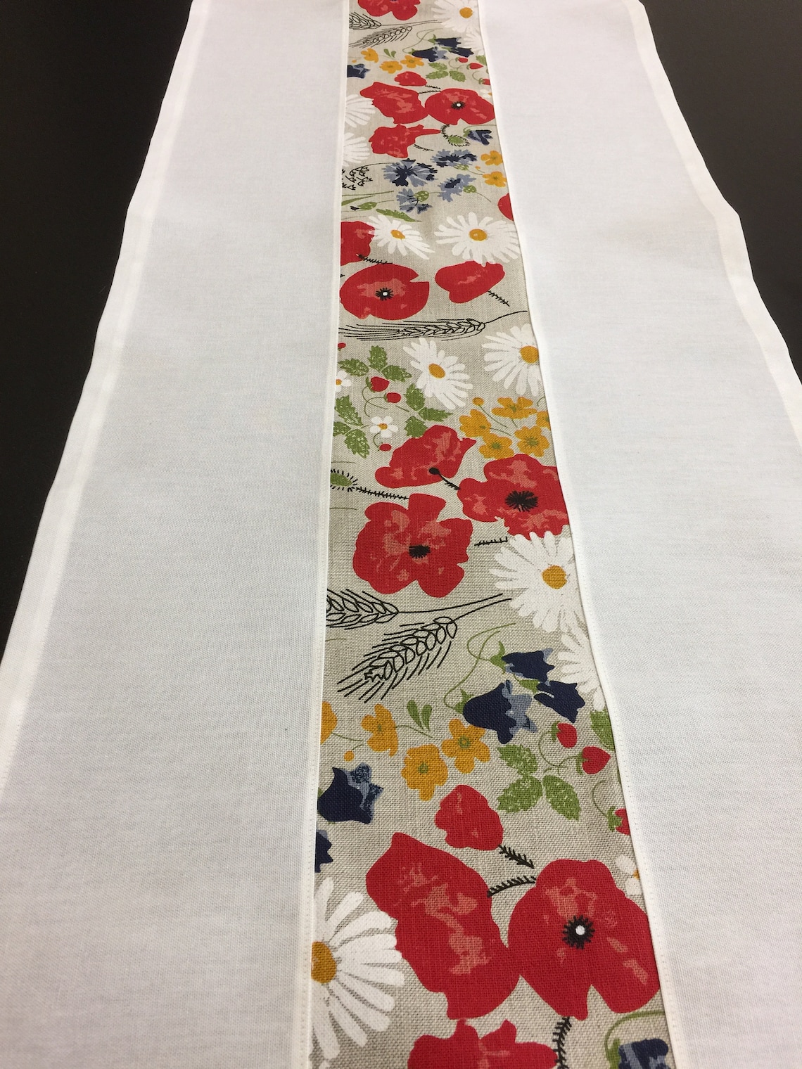 Table Runner Meadow Table Runner Poppy Table Linen Two Fabric - Etsy