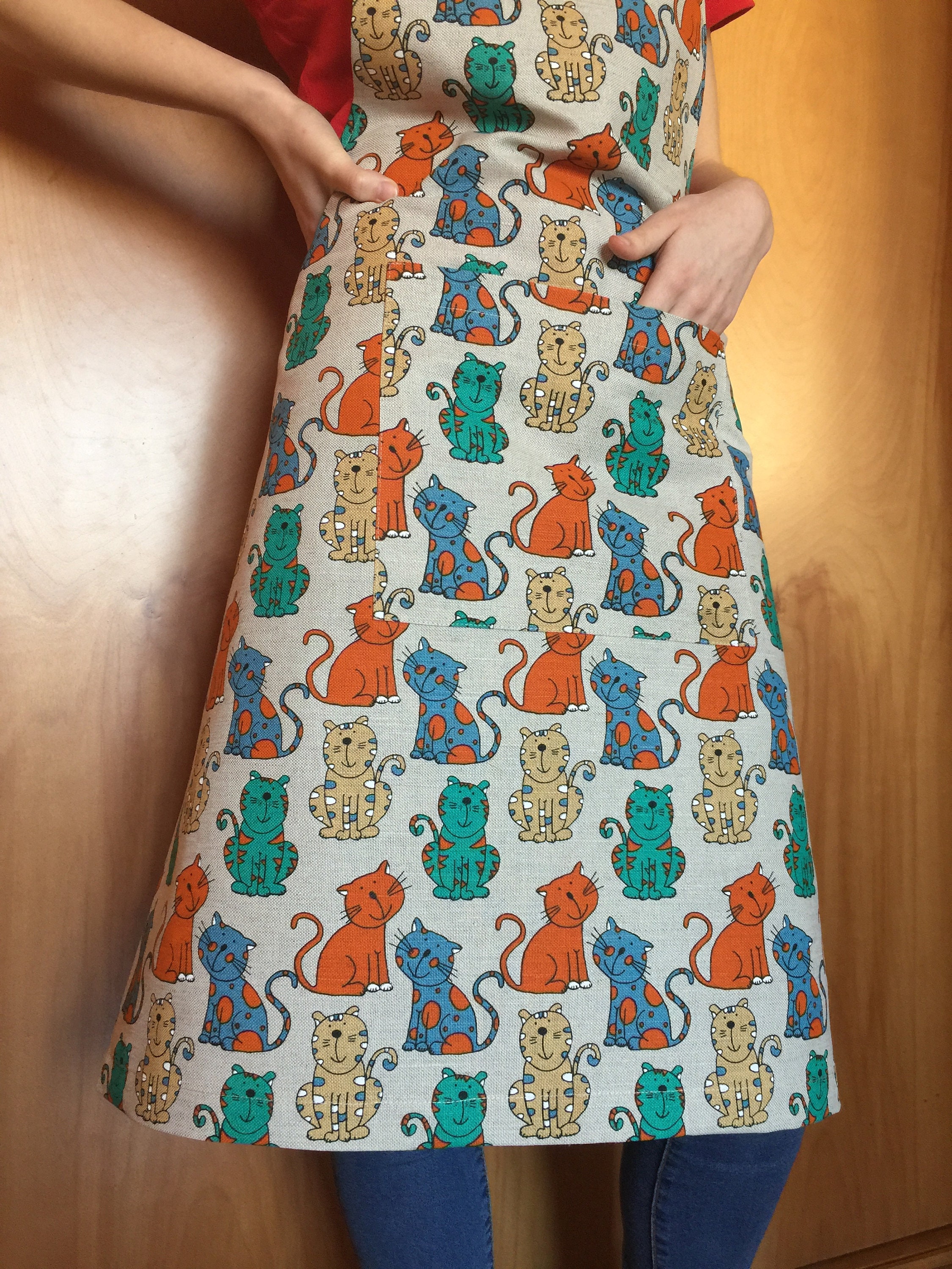Linen Full Apron Colorful Cats Women Apron Kitchen Apron Chef - Etsy