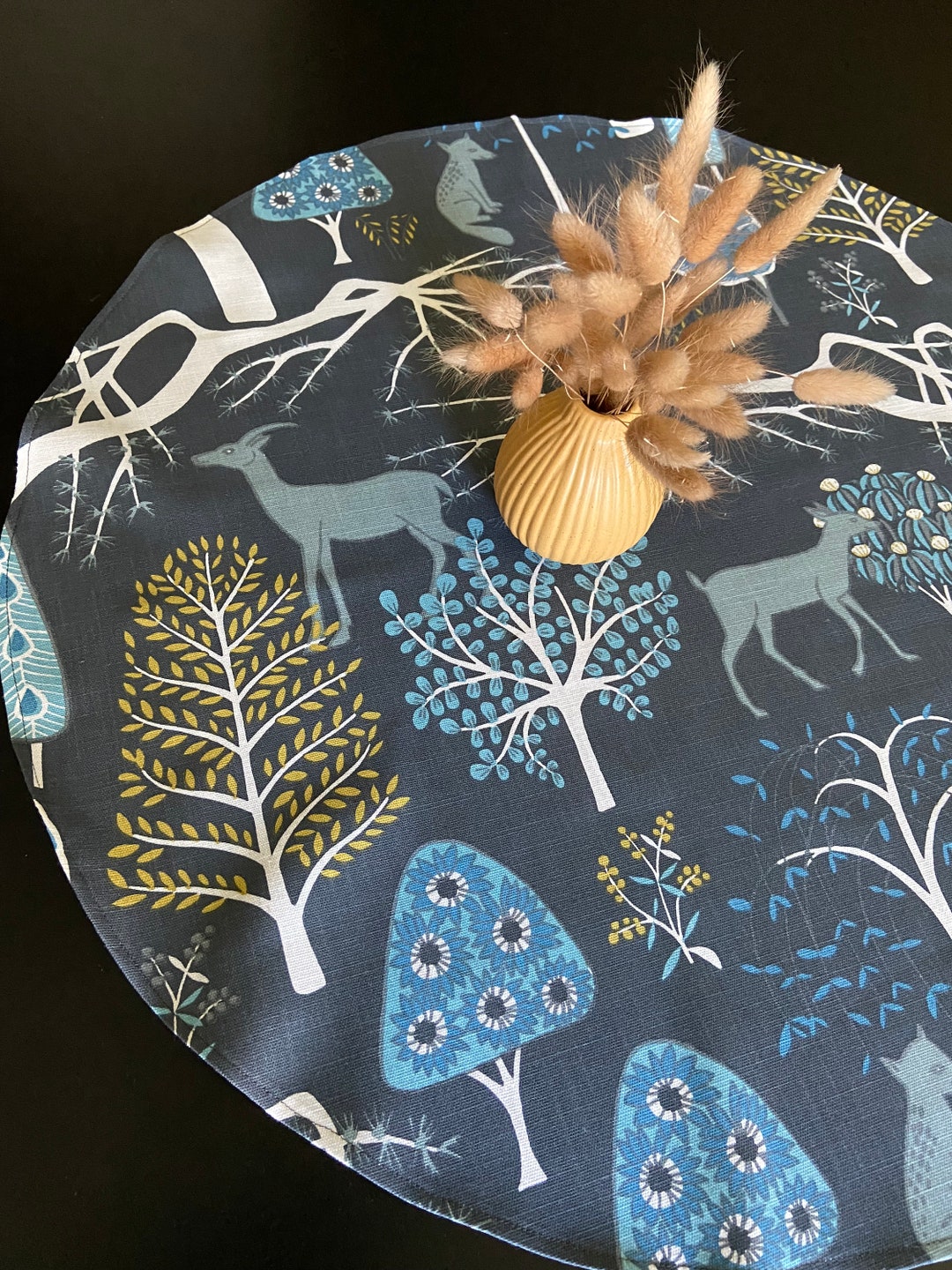 Small Round Tablecloth Scandinavian Design Fairy Tale Forest on Grey 28 ...