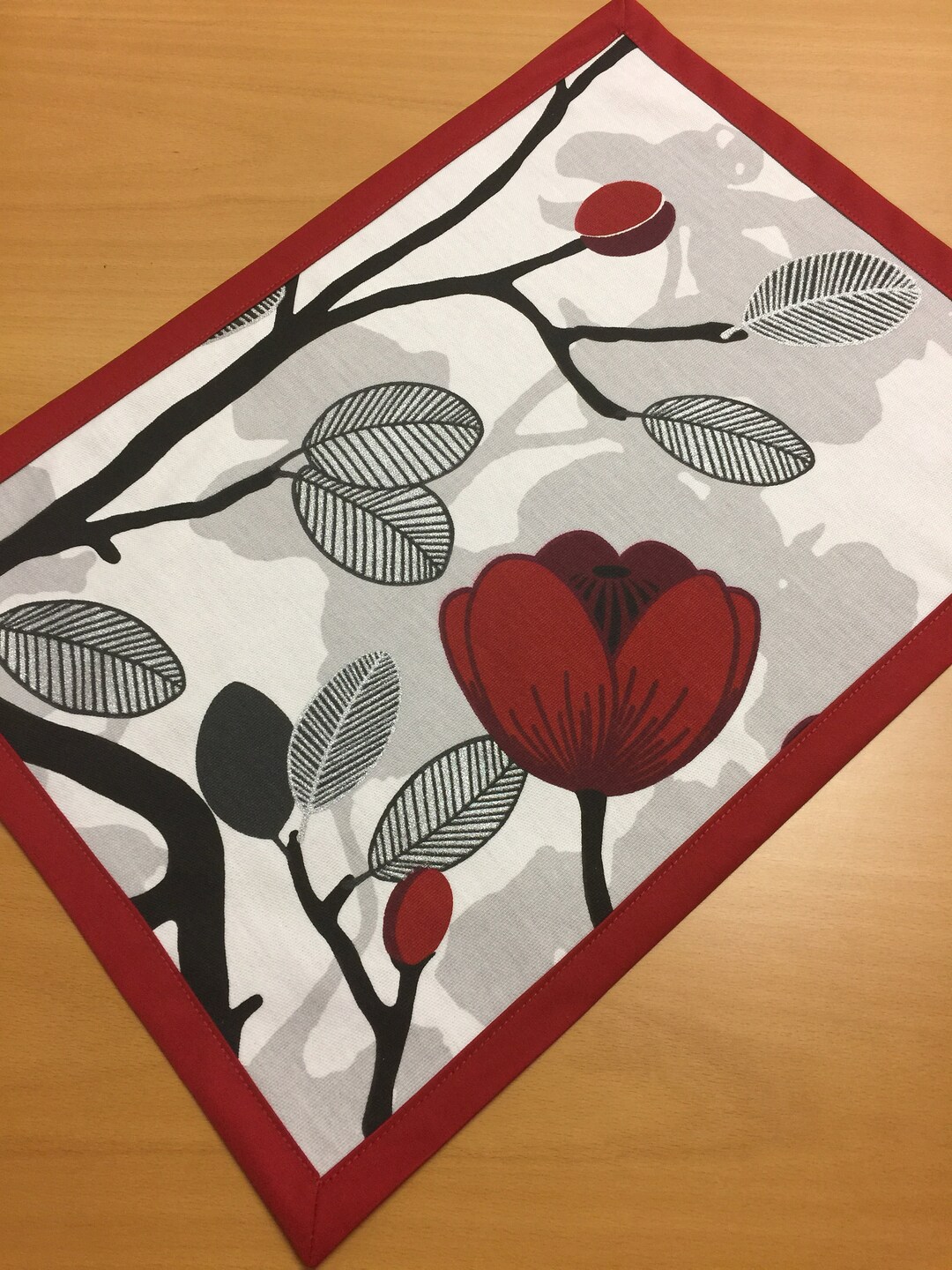 Cotton Placemats Set 4 Red Magnolia Blue Magnolia Table Mats Double ...