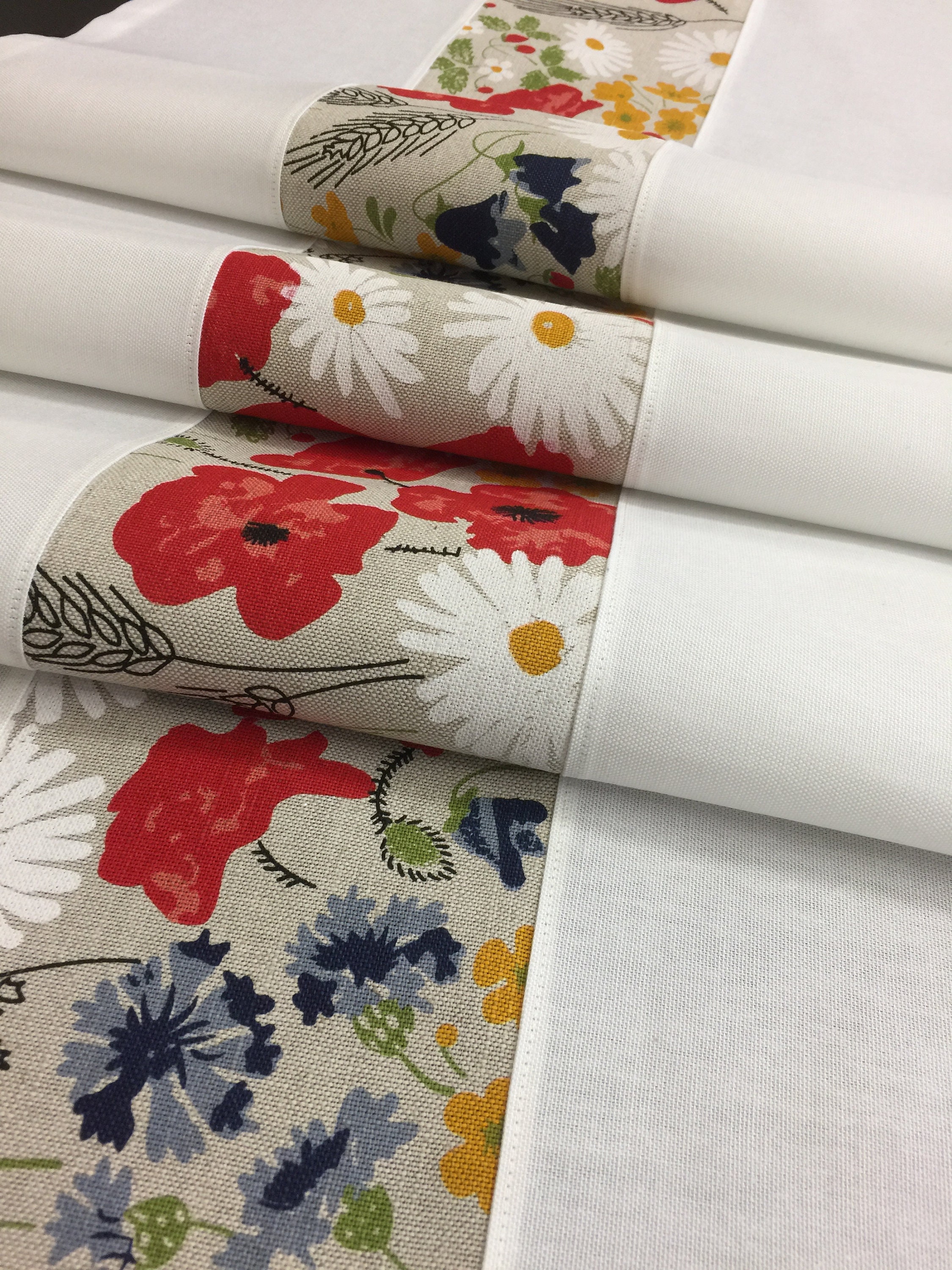 Table Runner Meadow Table Runner Poppy Table Linen Two Fabric - Etsy
