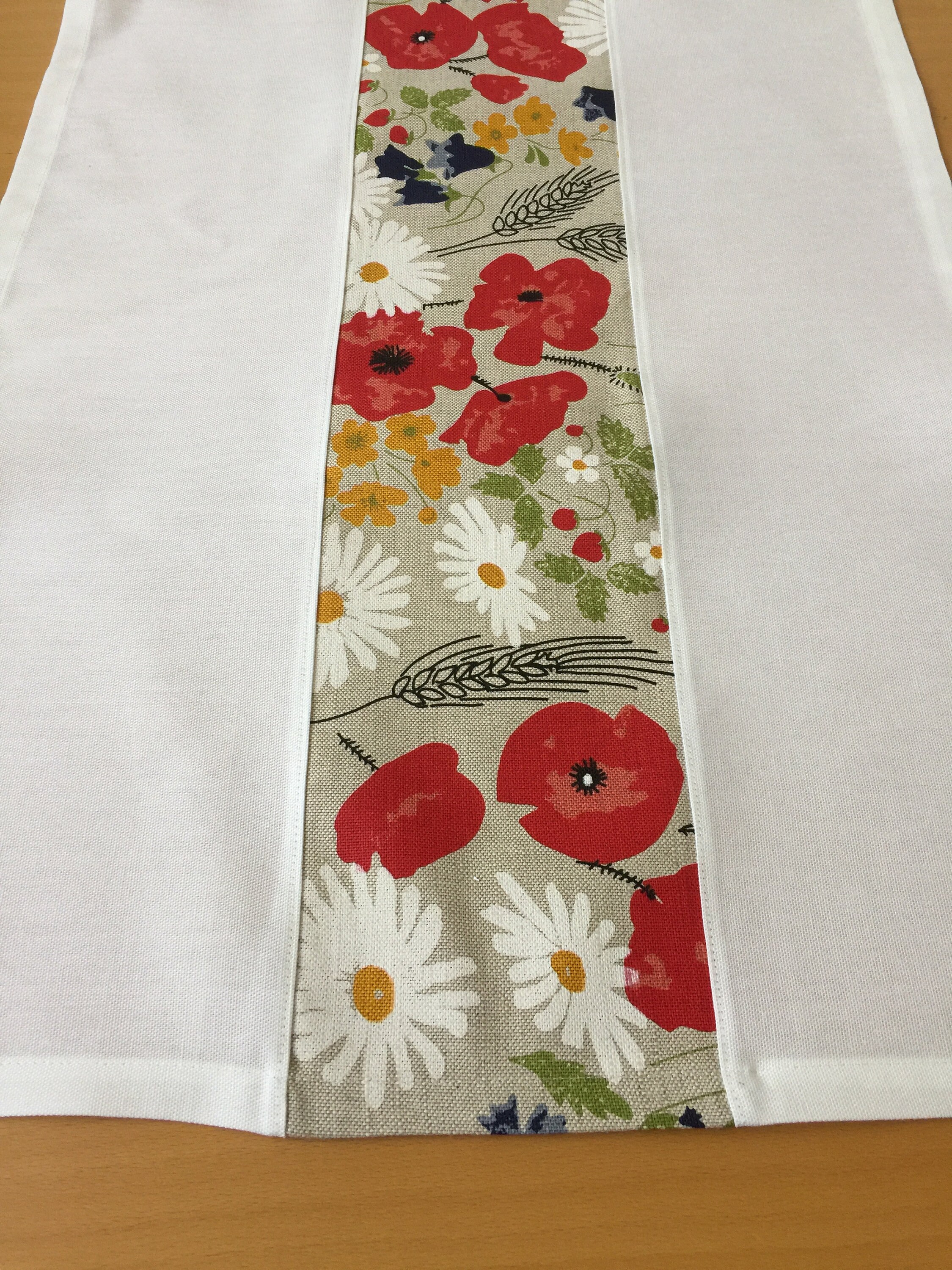 Table Runner Meadow Table Runner Poppy Table Linen Two Fabric - Etsy