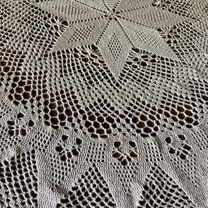 Beige Cotton Crocheted Small Round Tablecloth 45 Inches Vintage Style ...