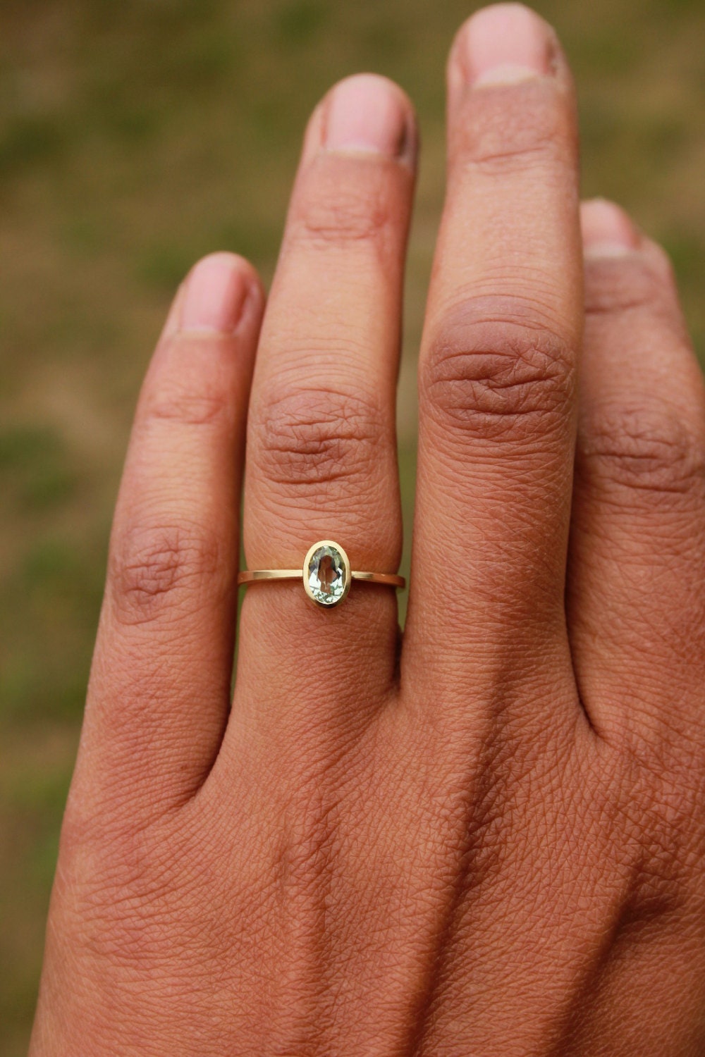 18k Ring With Beryl - Etsy