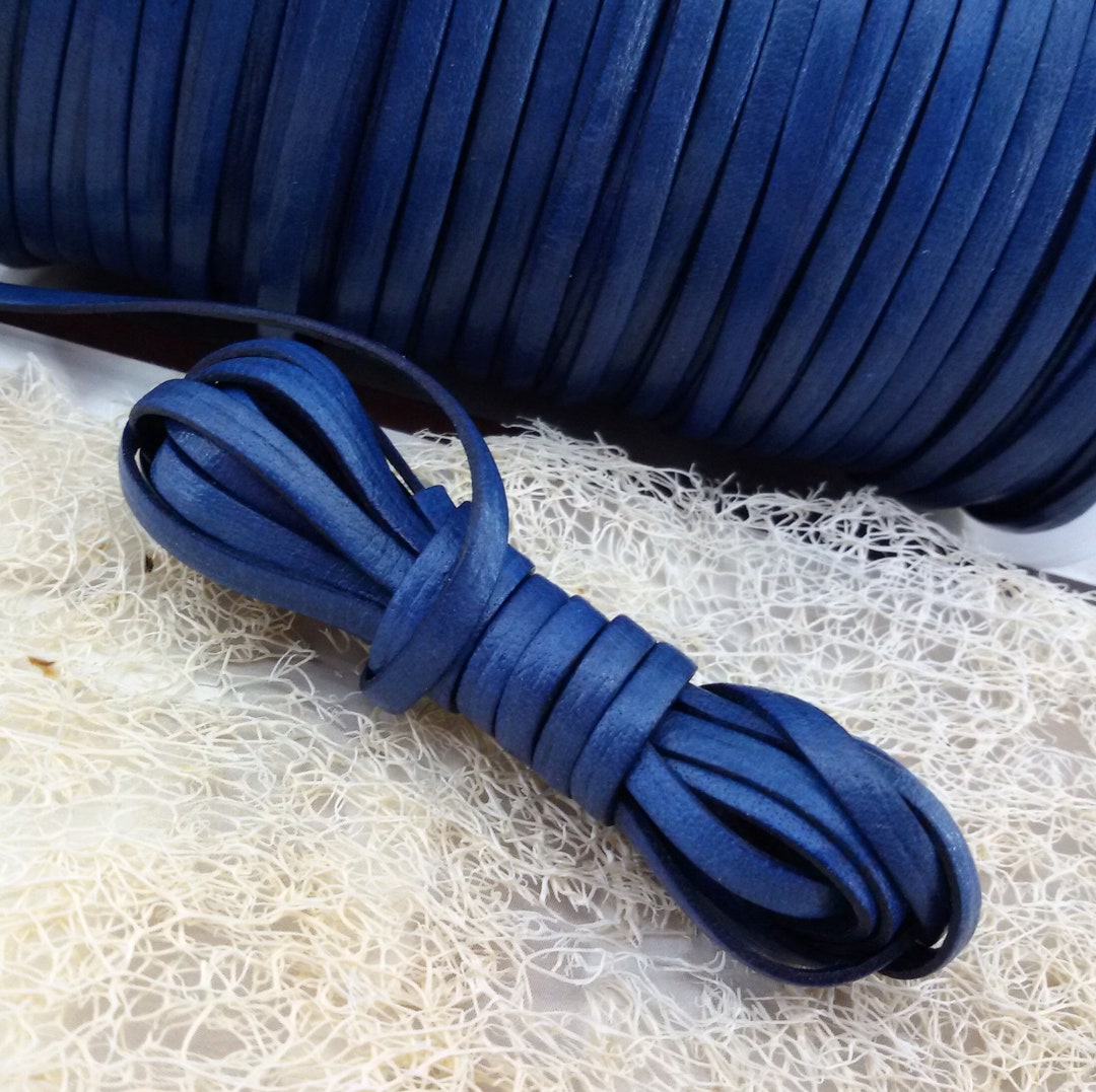 Blue Flat Leather Strip,5 Metres,3 Mm Flat Leather Cord,flat Leather ...