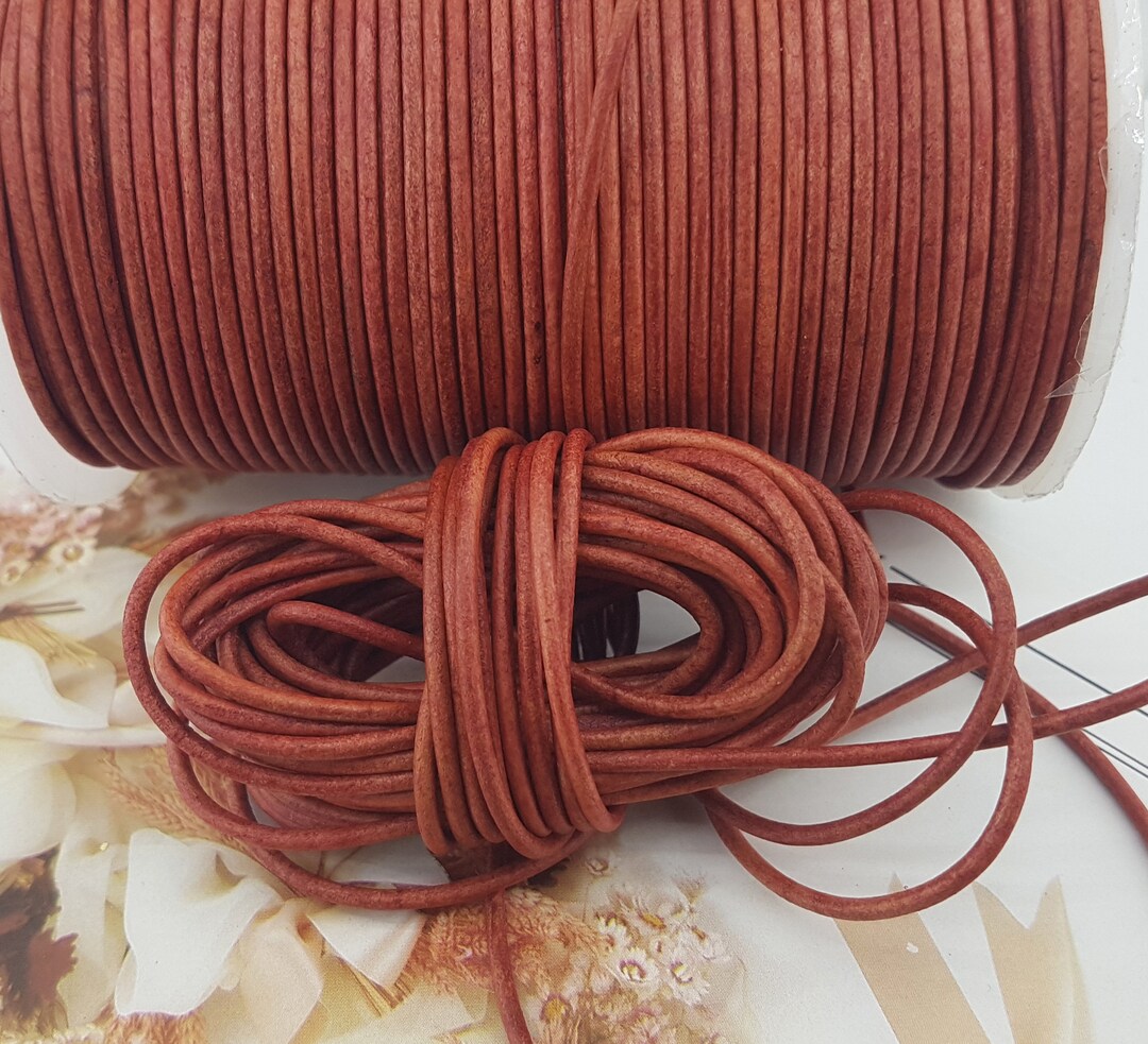 Vintage Red Leather Cord,5 Metres,2 Mm Round Distressed Red Leather ...