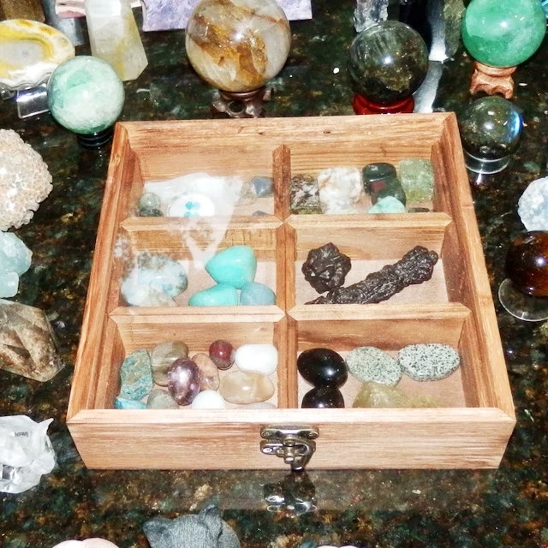 Wood Box With Glass Lid Bohemian Glass Top Box Natural - Etsy