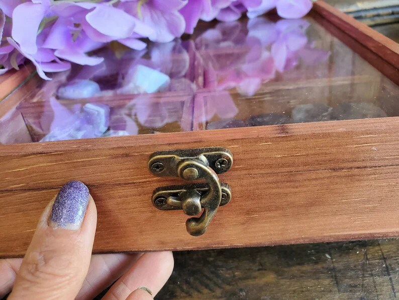 Wood Box With Glass Lid Bohemian Glass Top Box Natural - Etsy