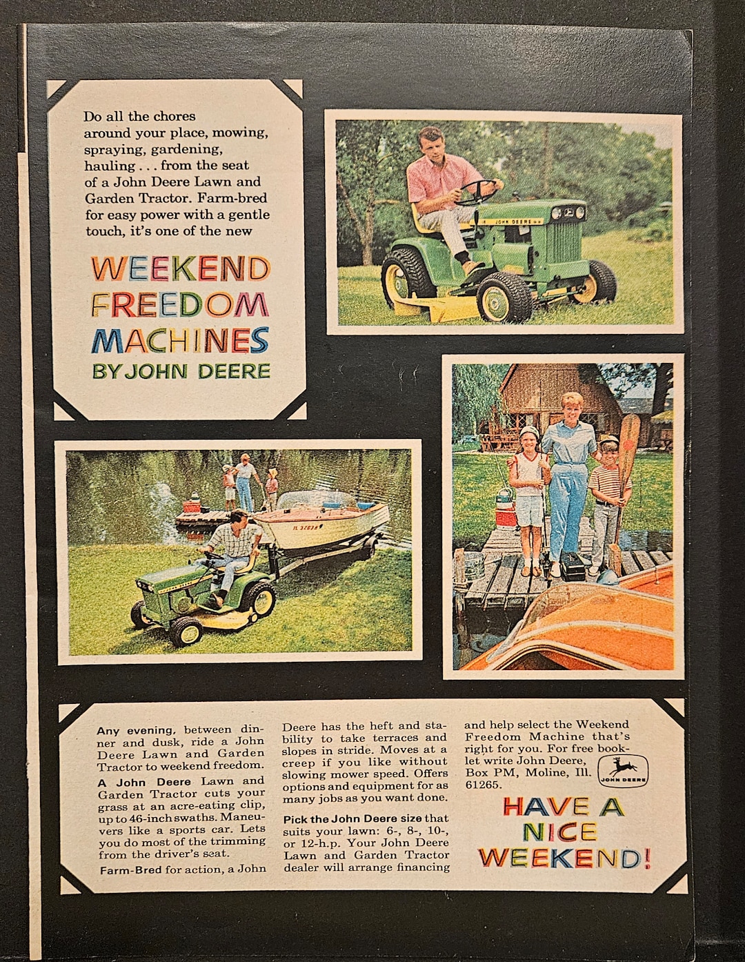 John Deere Magazine Print Ad 1967 Weekend Freedom Machines Etsy UK