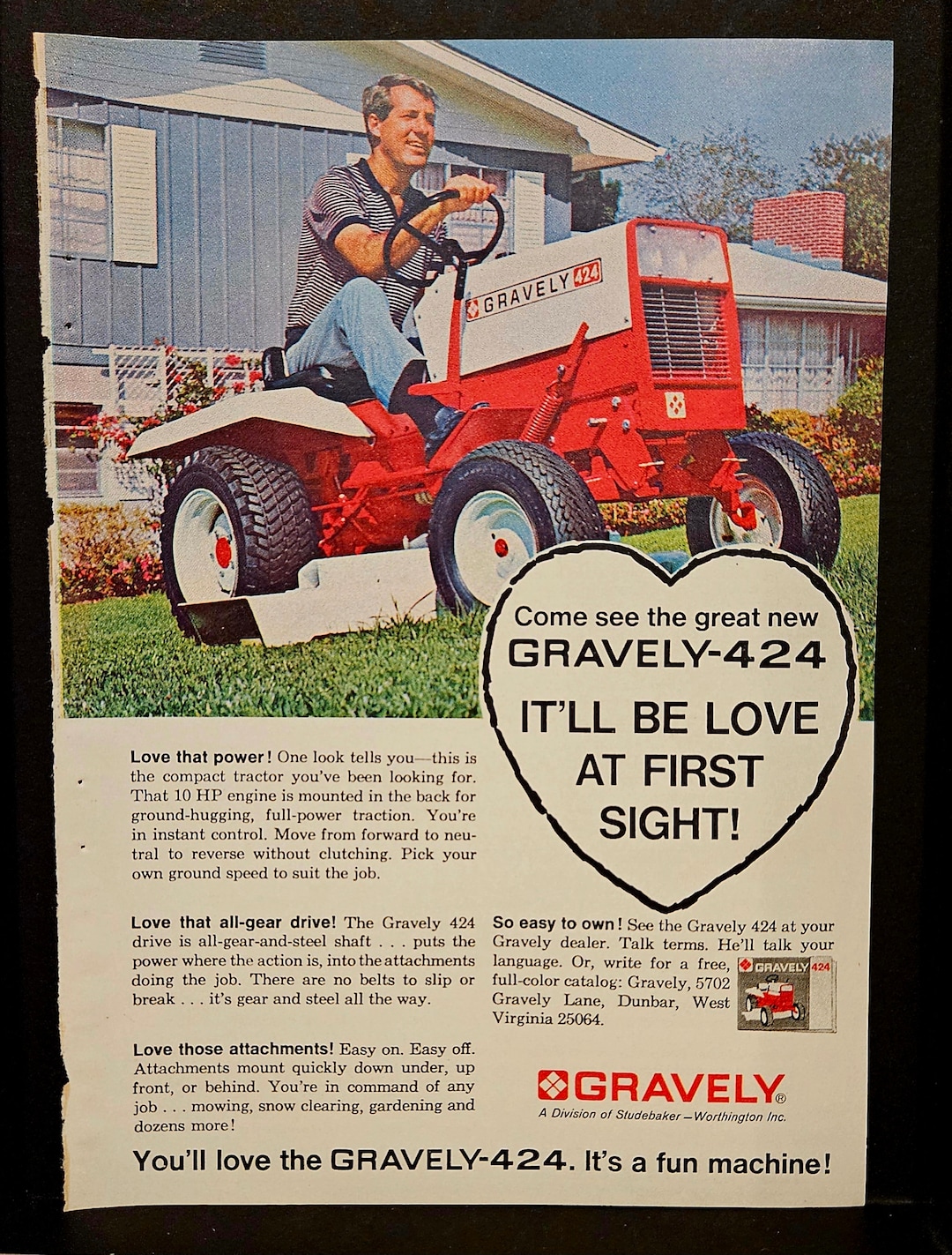 Gravely Magazine Print Ad 1967 Gravely 424 Riding Mower Advertisement ...