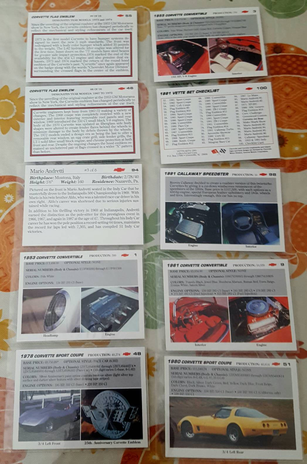 1991 Lot of 10 Vette Set Chevrolet Corvette collectible trading cards ...