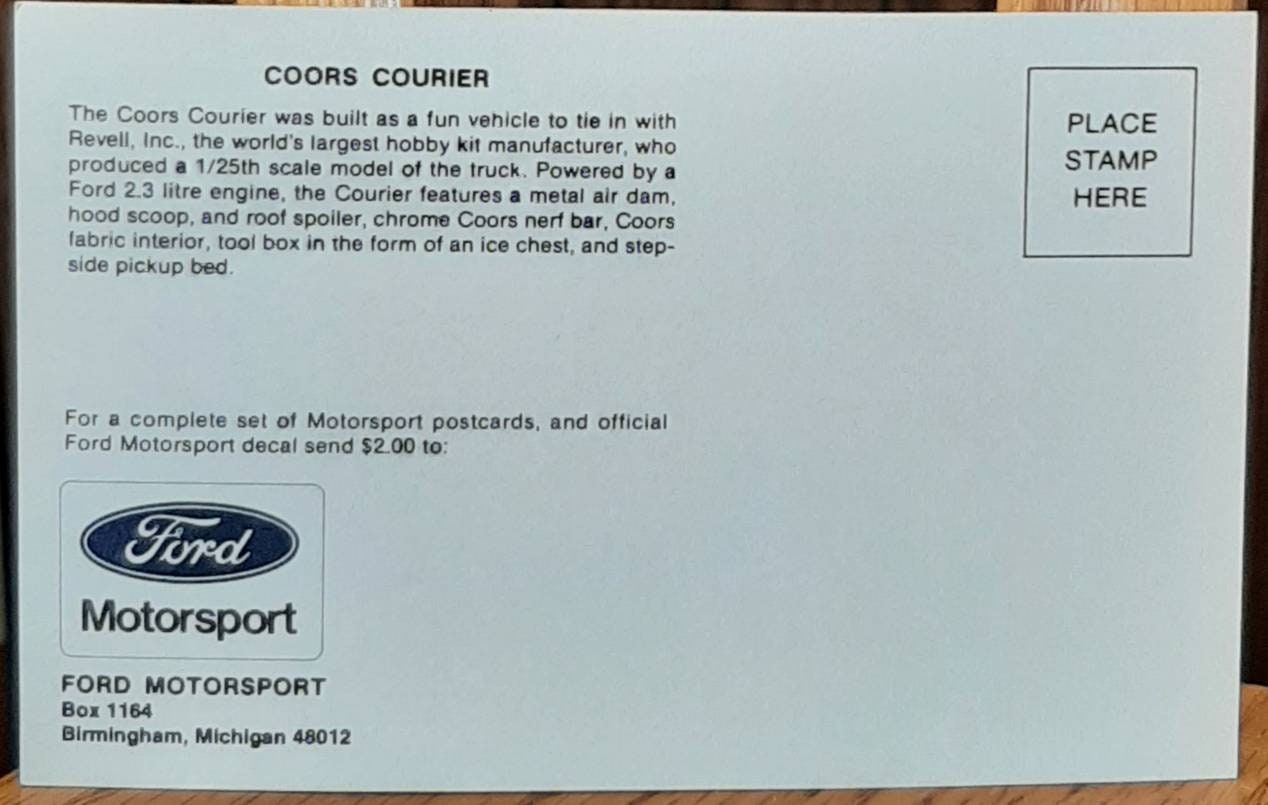 1978 Ford Coors Courier Pickup Postcard Ford Motorsport Revell - Etsy