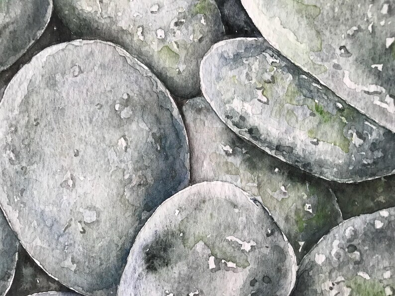 Stone Paintingwatercolor Stone Artwatercolor Painting - Etsy