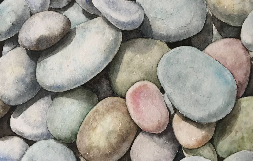 Original Watercolor Painting of Sea Stones,decorative Art,wall Decor - Etsy