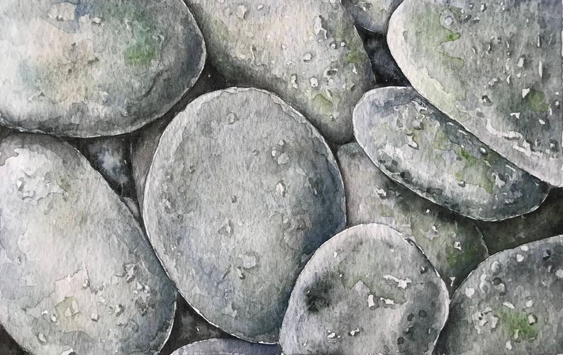 Stone Paintingwatercolor Stone Artwatercolor Painting - Etsy