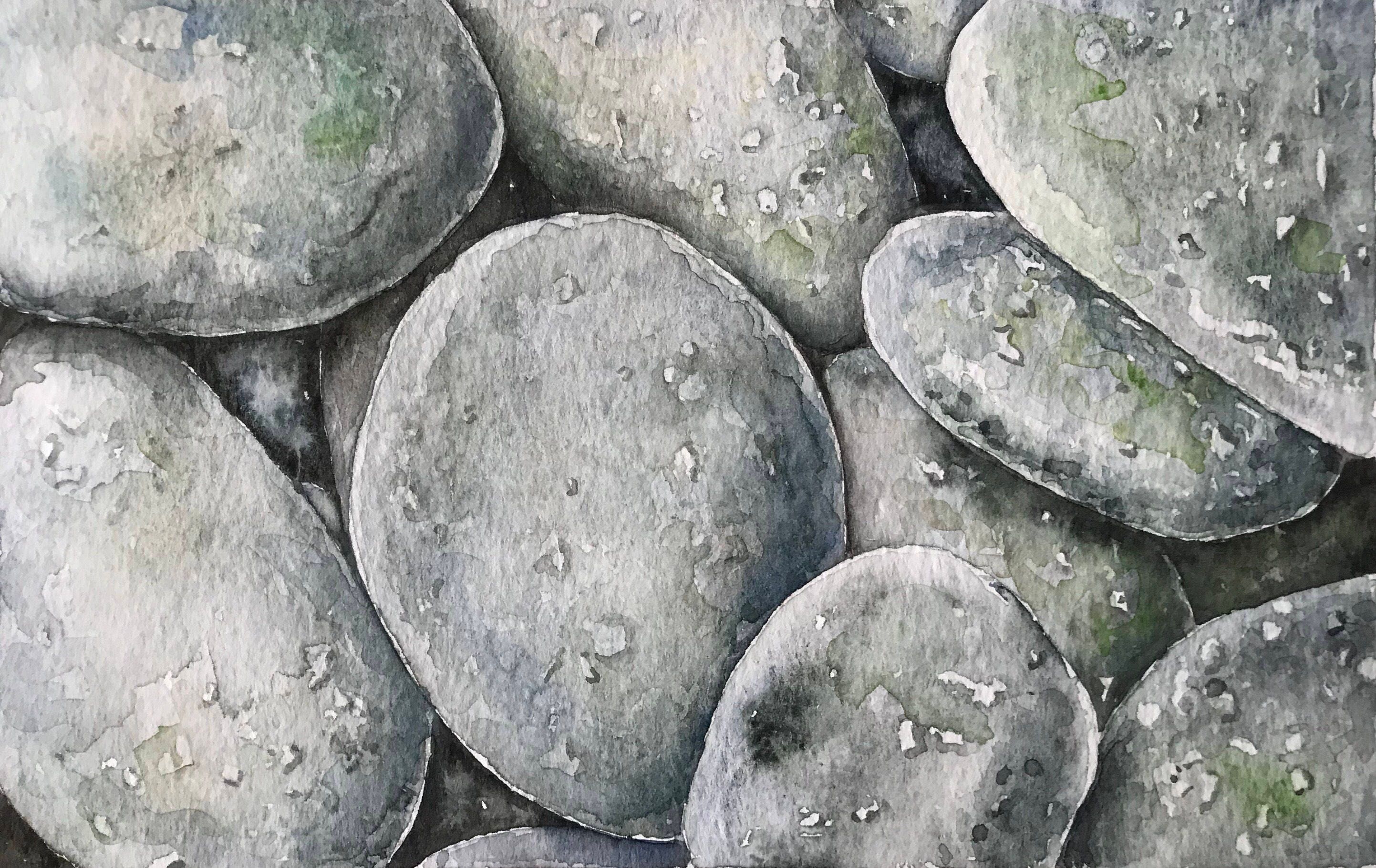 Stone Painting,watercolor Stone Art,watercolor Painting - Etsy