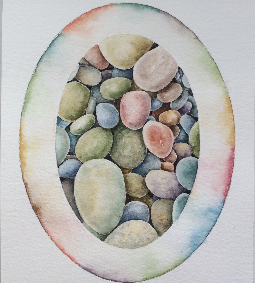 Original Watercolor Painting of Stones,watercolor Art,decorative Art ...