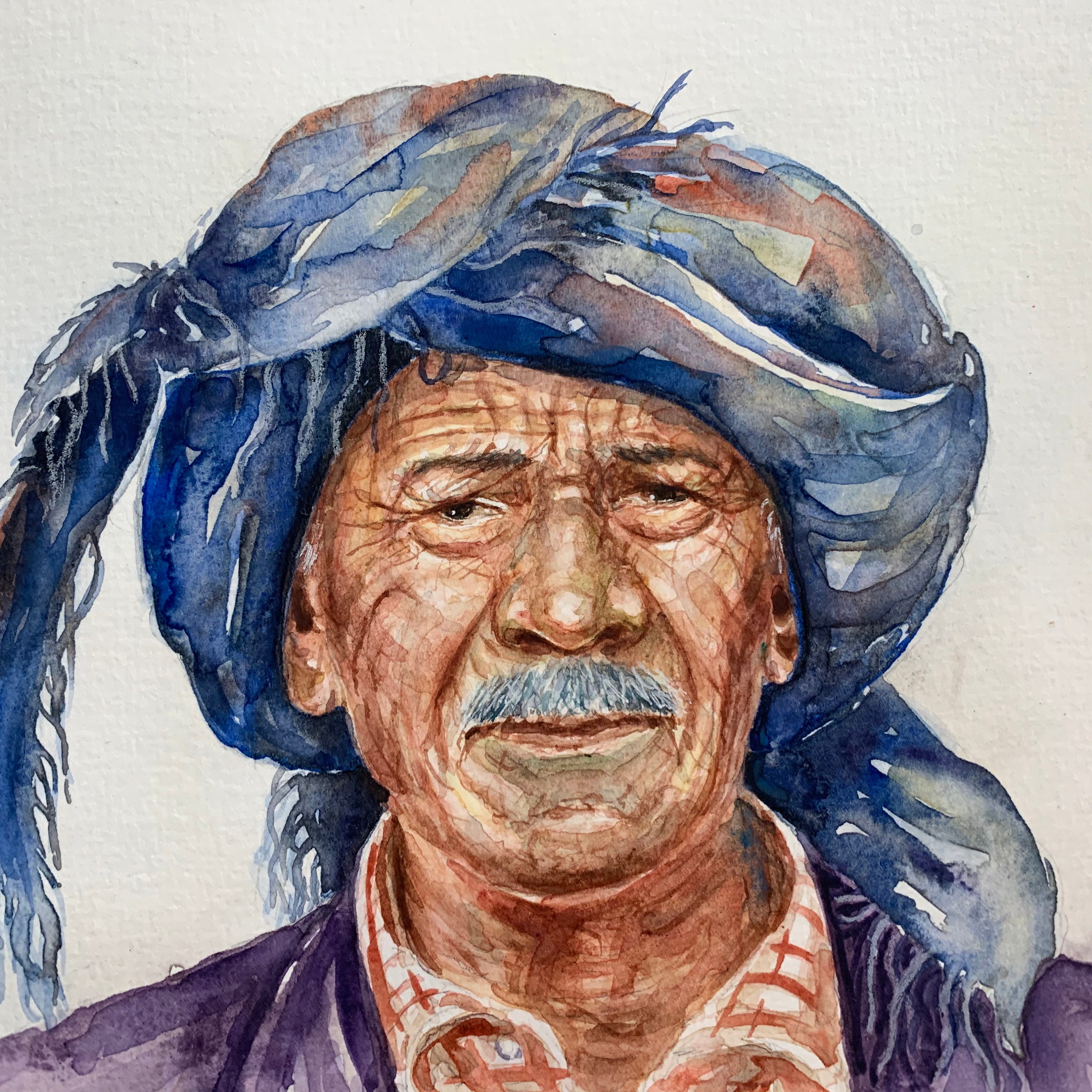 Old Man Portrait Watercolor Painting-people Painting-original ...