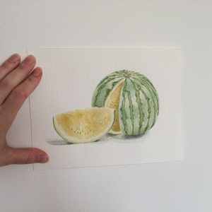 Yellow Watermelon Original Watercolor Painting,kitchen Art,yellow Green ...
