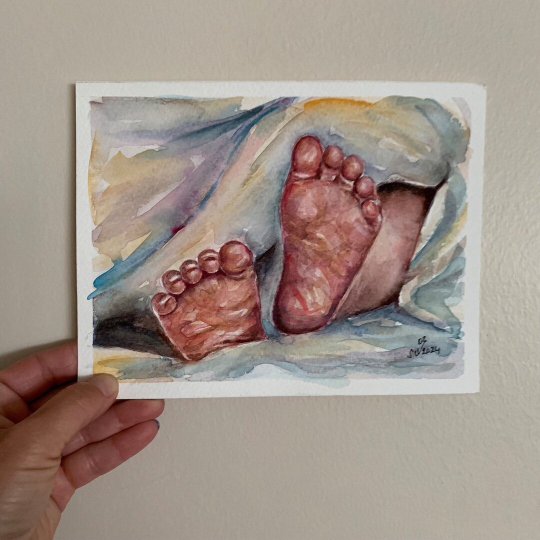 Original Watercolor Painting 'baby Feet' ,nursery Painting,gift for ...