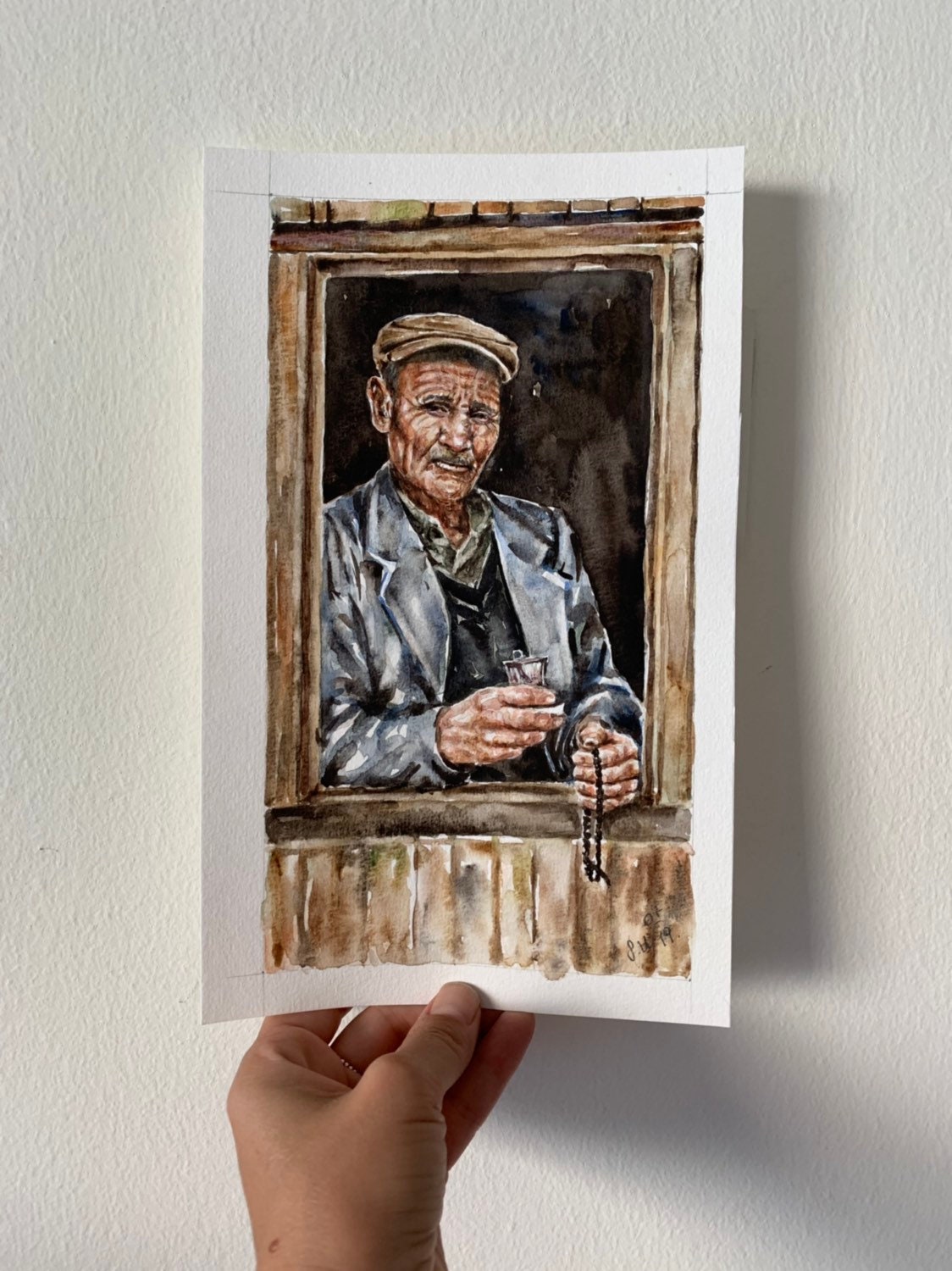 Original Watercolor Small Portrait of a Man,watercolor Art,man Portrait ...