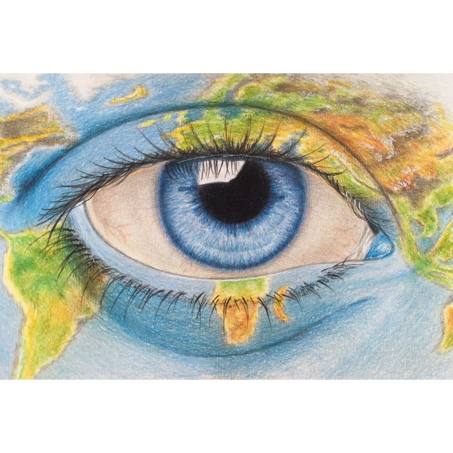Blue Eye Drawing Colored Pencil