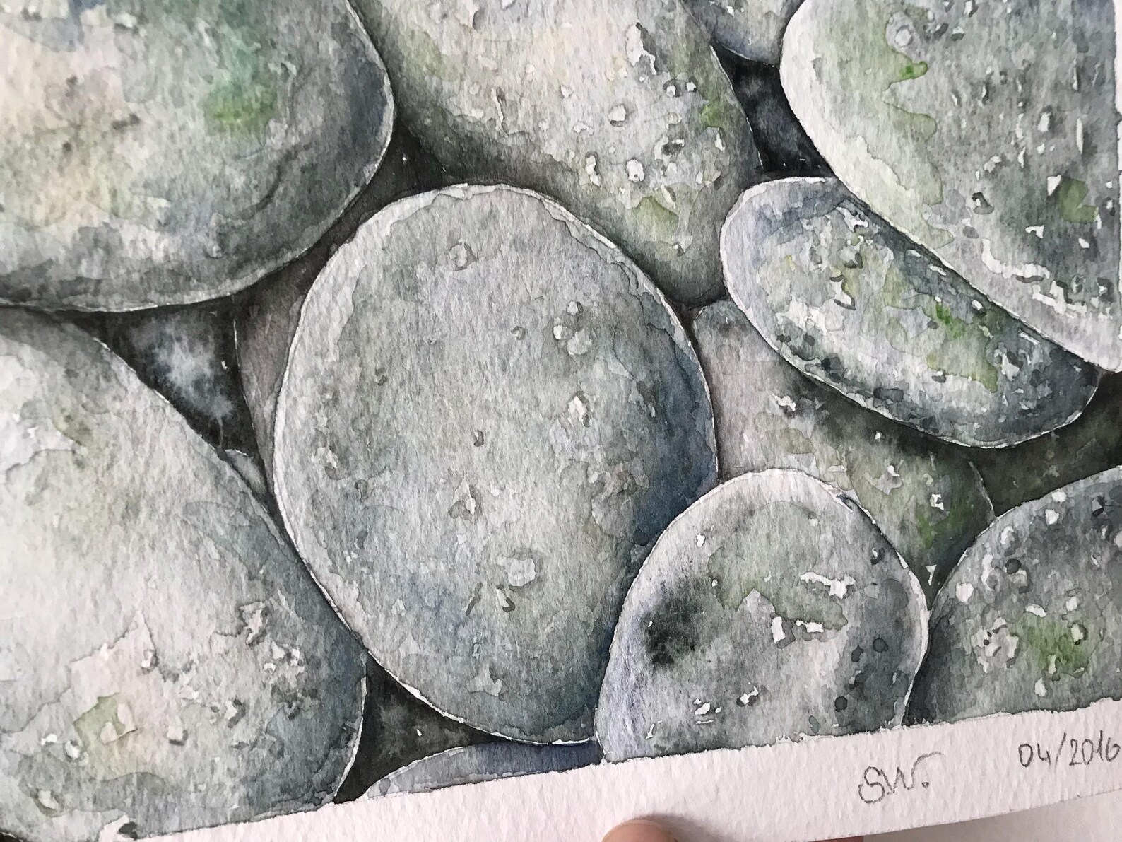 Stone Paintingwatercolor Stone Artwatercolor Painting - Etsy