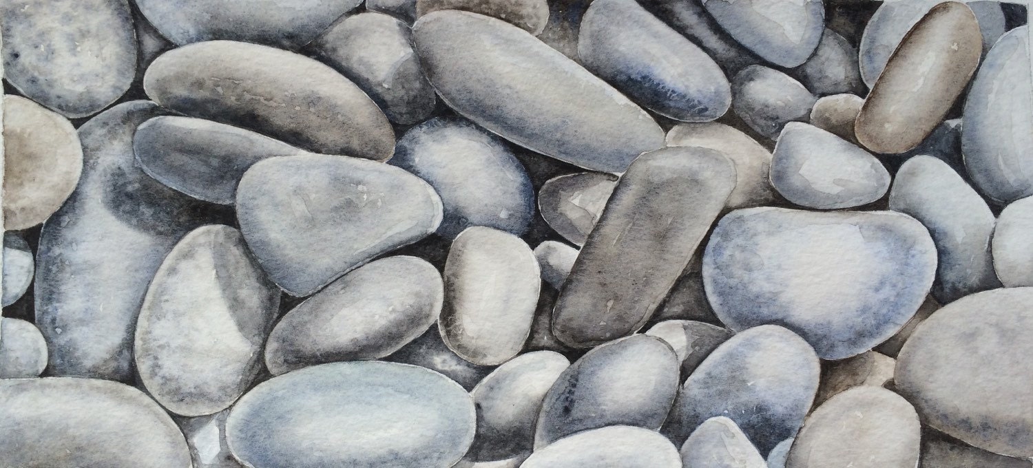 Original Watercolor Painting of Sea Stonesdecorative Artwall - Etsy