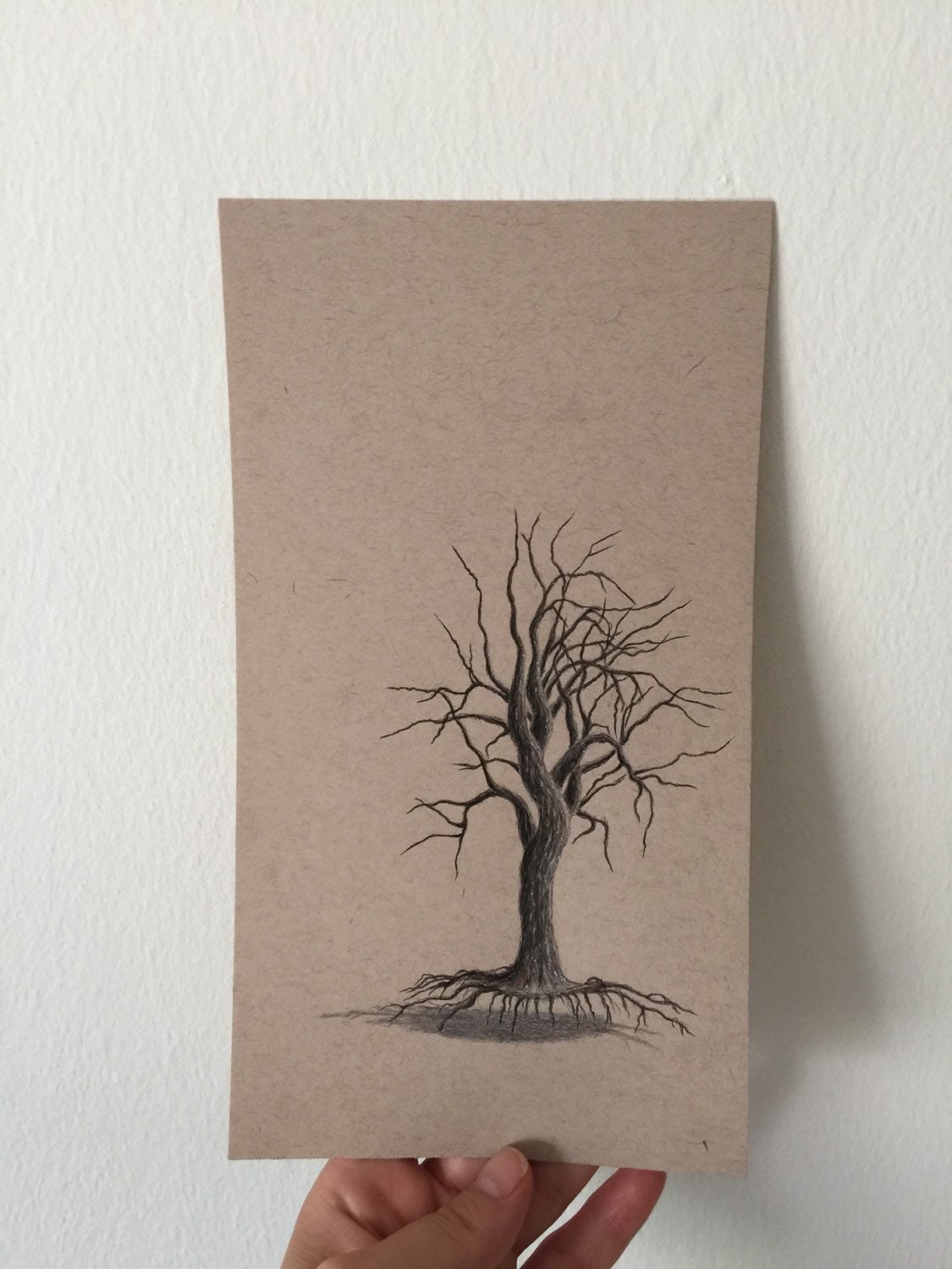 Dead tree colored pencil drawingtree drawing winter tree | Etsy