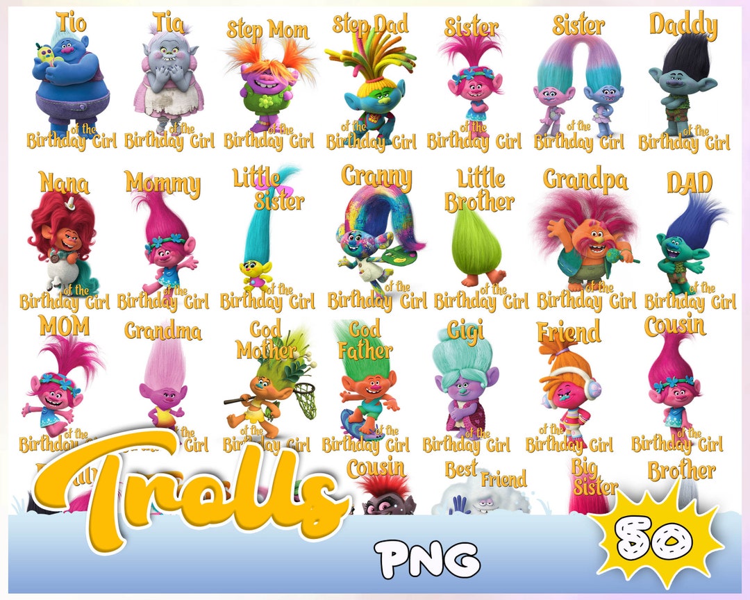 Trolls PNG Bundle, Trolls PNG Digital Papers, Trolls Characters PNG ...