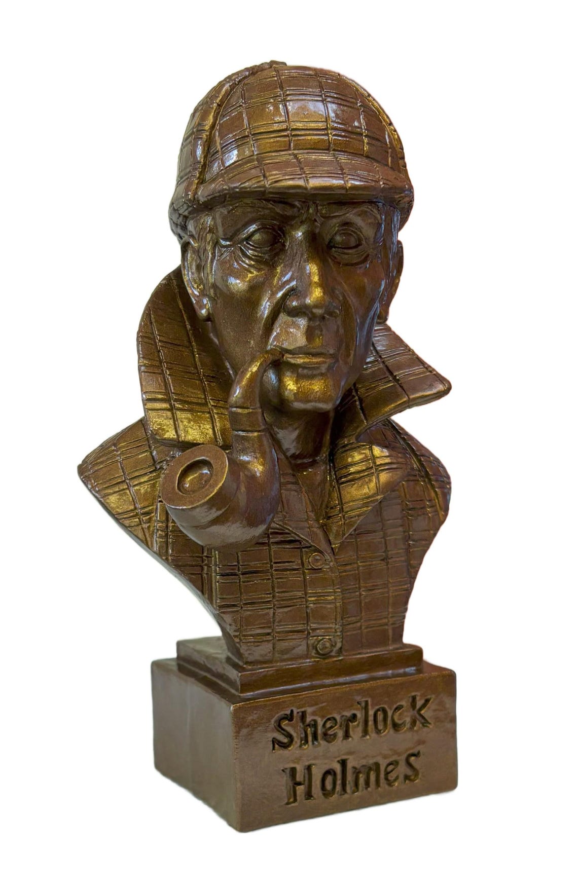 Sherlock Holmes Bust Figurine - Handpainted Bronze Finish - Fine Detail ...
