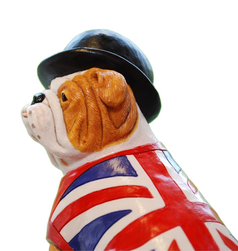 Handmade British Bulldog Figurine: Union Jack Waistcoat, Bowler Hat ...