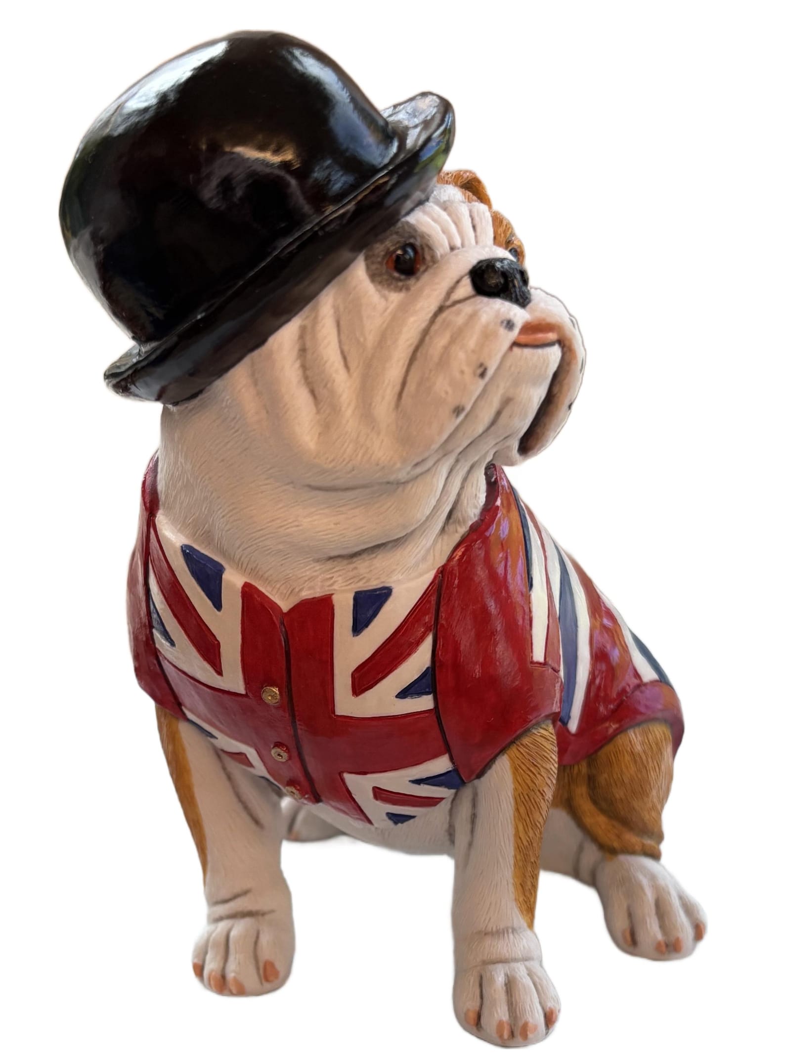 British Bulldog Figurine Ornament With Union Jack Waistcoat and Bowler ...