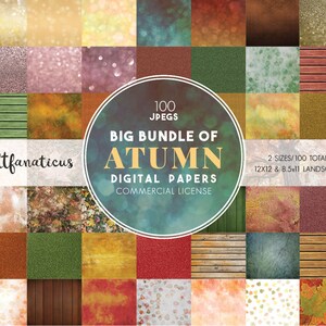 Big Bundle AUTUMN Digital Papers Include 100 Jpegs With 50 Unique ...