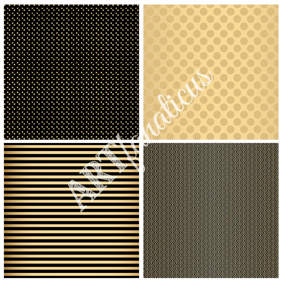 New Year Papers "new YEARS Gold" Digital Paper, Gold Stars, Gold ...
