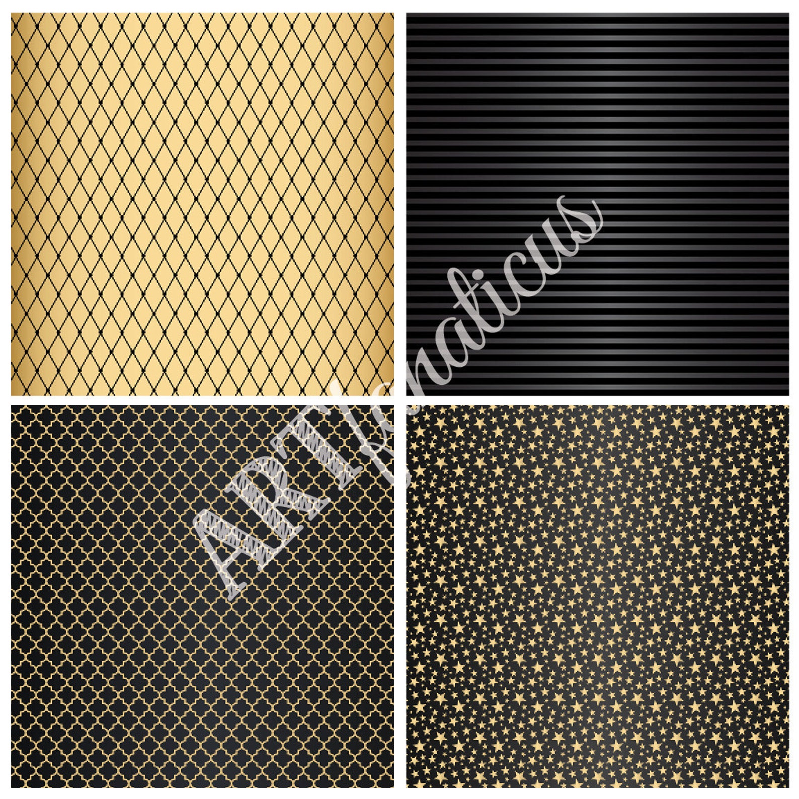 New Year Papers "new YEARS Gold" Digital Paper, Gold Stars, Gold ...