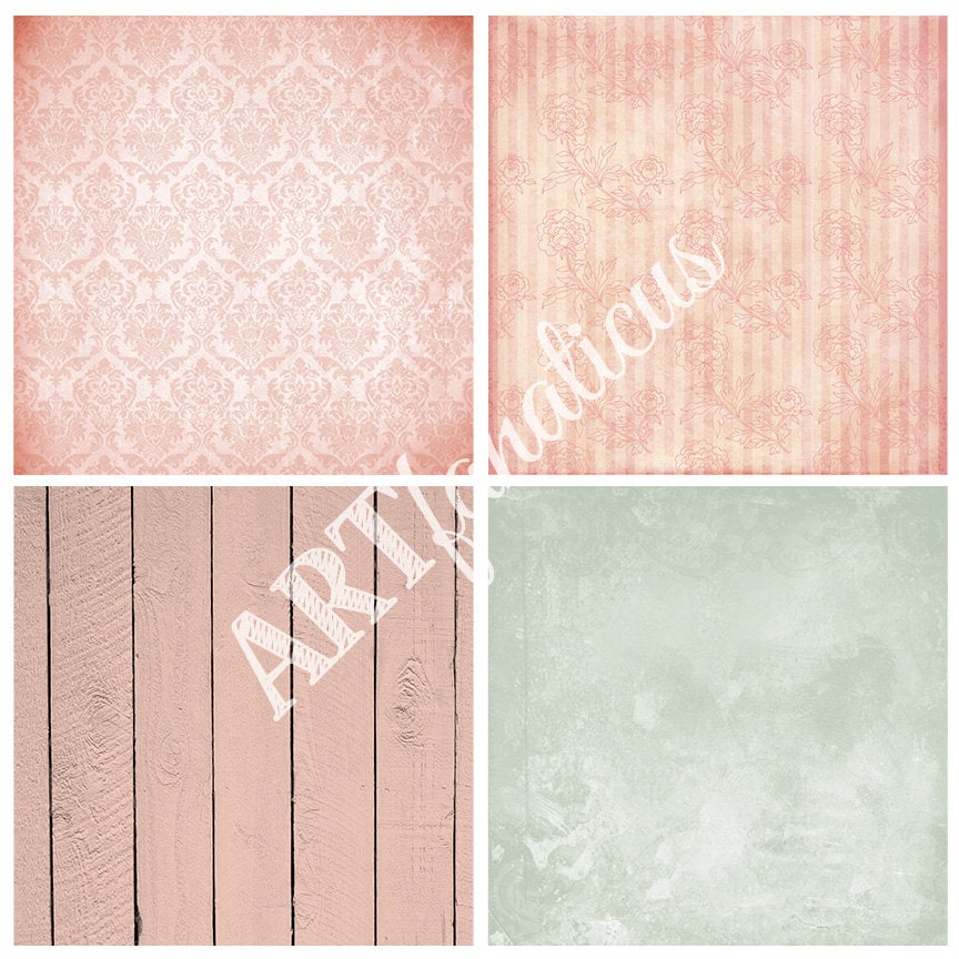Wedding Digital Papers "shabby CHIC Wedding" Rustic, Pink, White, Mint ...
